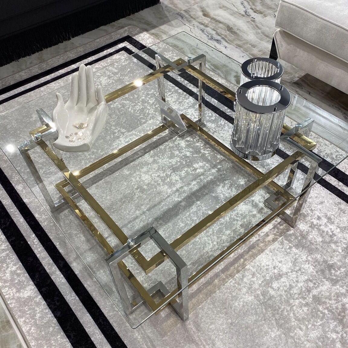 Alvaro Coffee Table | Modern Design, Glass Top & Geometric Base